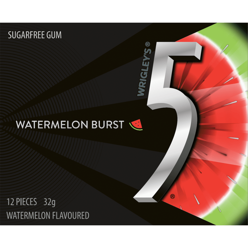 5 GUM WATERMELON BURST Sugarfree Chewing Gum 12 Pieces 32 g | 5 Gum